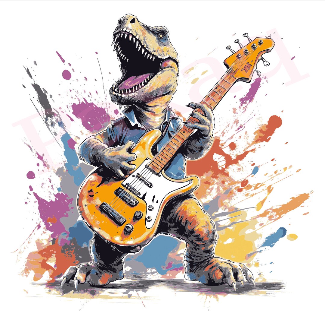 Cartoonish Rock Star T-Rex Vektor Super Rock Star T-Rex - Etsy.de