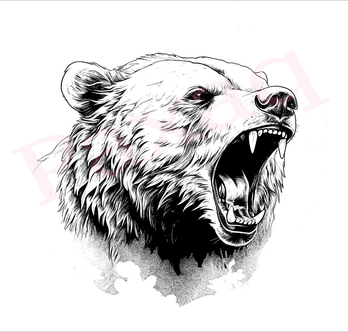 Grizzly Bear Svg, Furious Grizzly Bear Svg, Grizzly Clipart, Grizzly Bear Fleece Shirt Mug ...