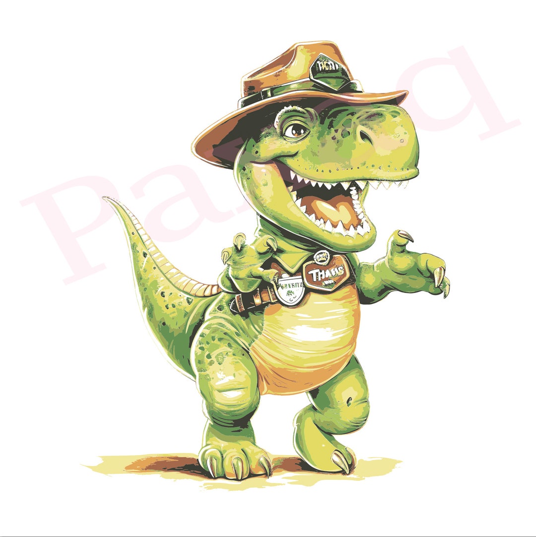 Cartoonish Sheriff T-rex Svg, Sergeant T-rex Vector, Cartoonish Cop ...