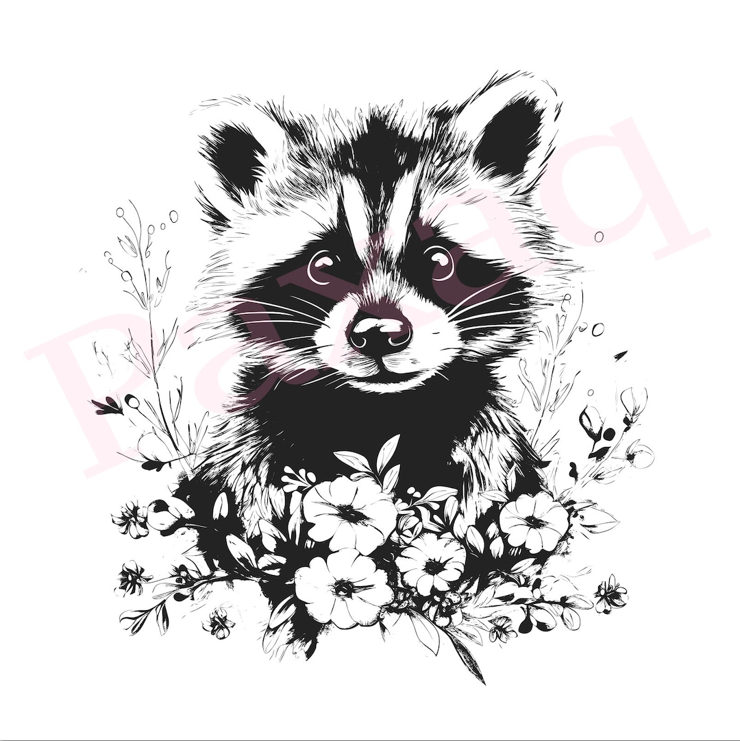 Raccoon Svg, Cute Raccoon Vector, Raccoon Vector Cutfile Png Pdf Svg ...