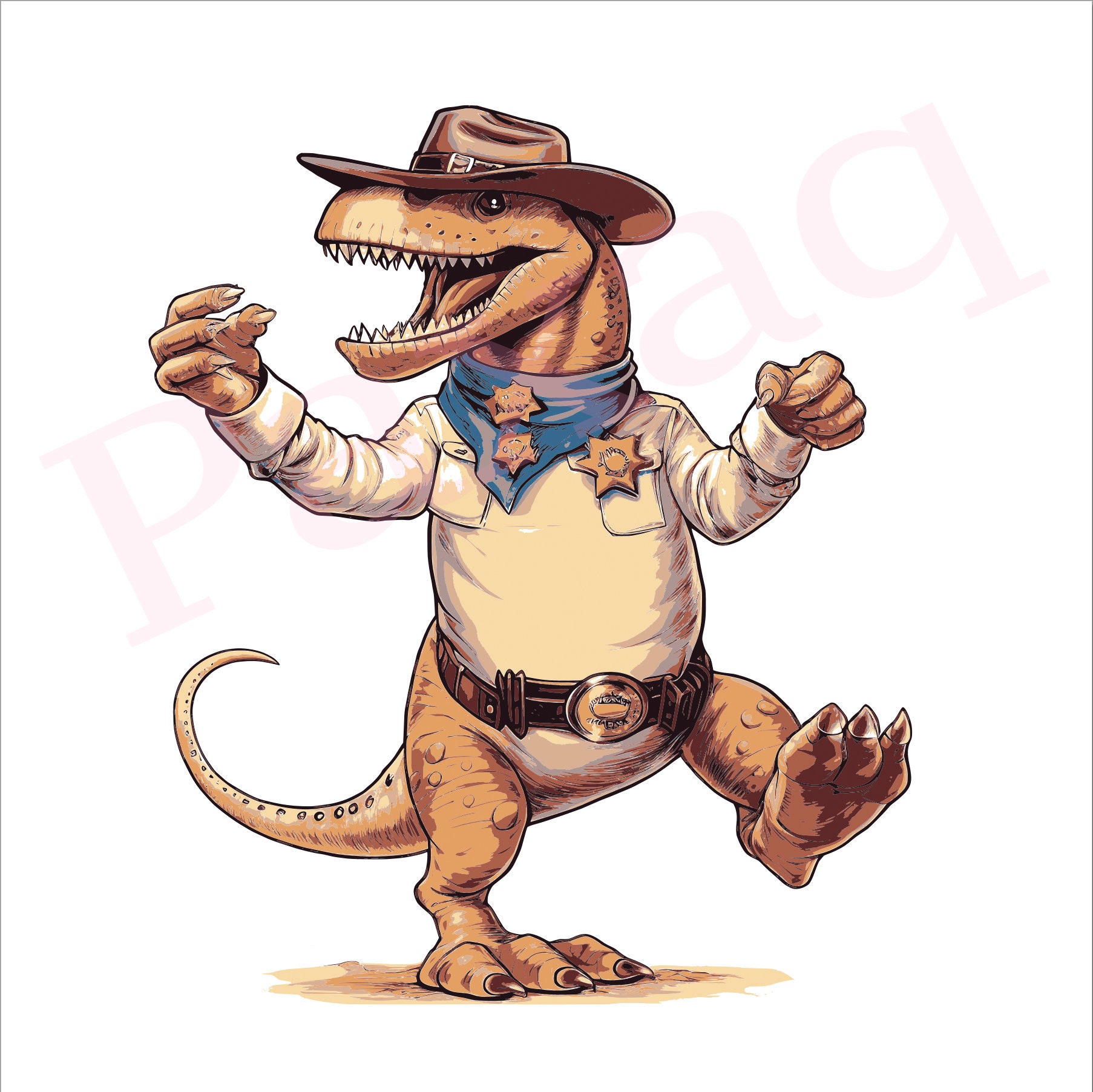 Cartoonish Sheriff T-rex Svg, Sergeant T-rex Vector, Cartoonish Cop ...