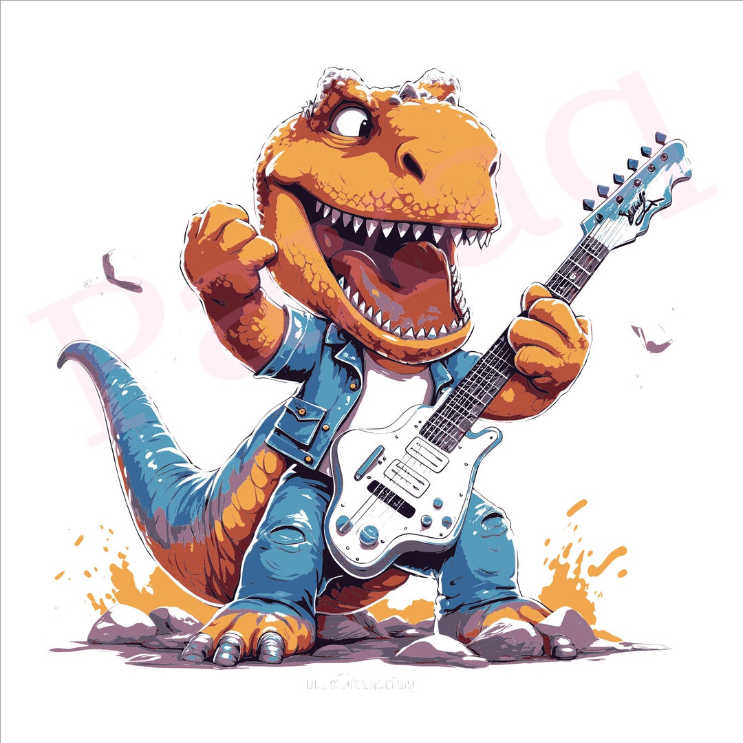 Cartoonish Rock Star T-rex Svg Super Rock Star T-rex Vector - Etsy