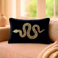 Punch Needle Pillow Cover, Green Snake Pillow, Hand Tufted Red Eye ...