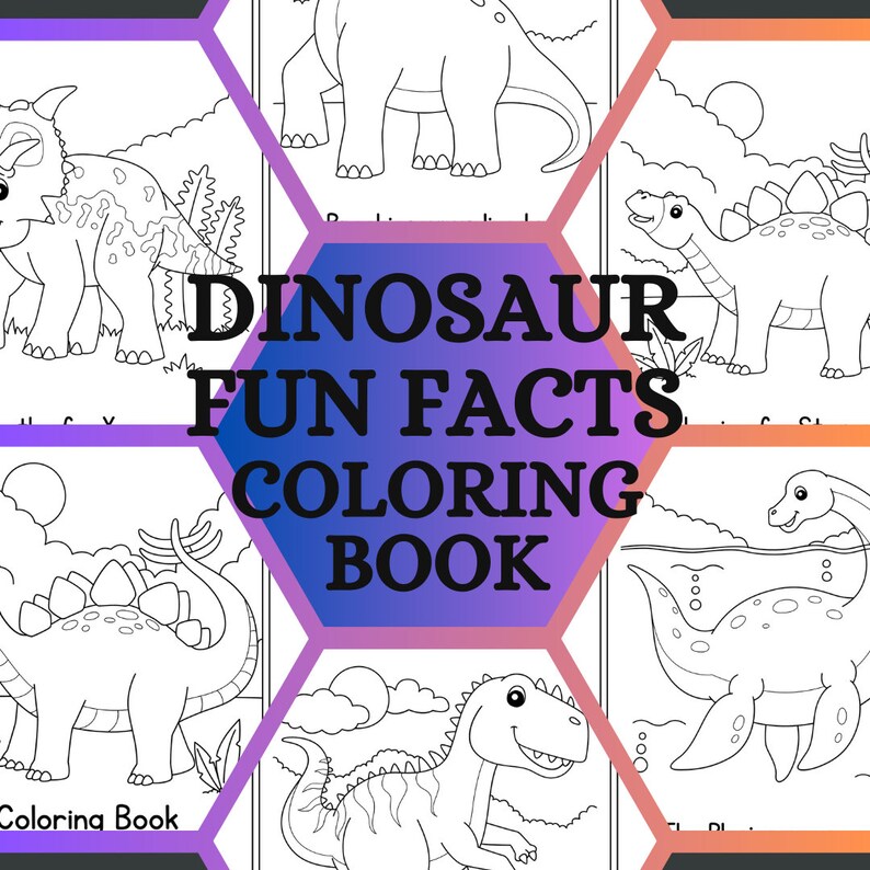 Dinosaur Fun Facts Coloring Book Educational and Entertaining Perfect ...