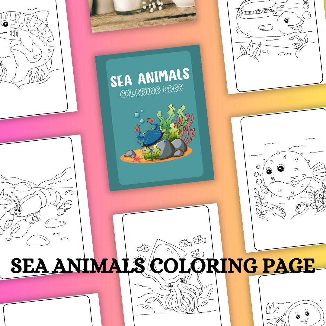 12 Pages of Sea Animals Coloring Book Educational and Fun Perfect for ...