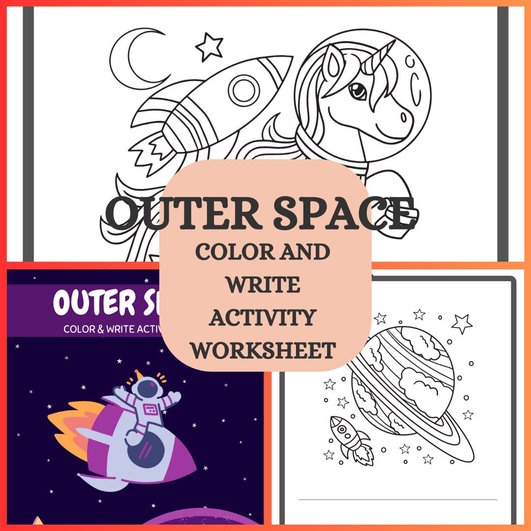 Outer Space Color and Write Activity Fun and Educational Space-themed ...