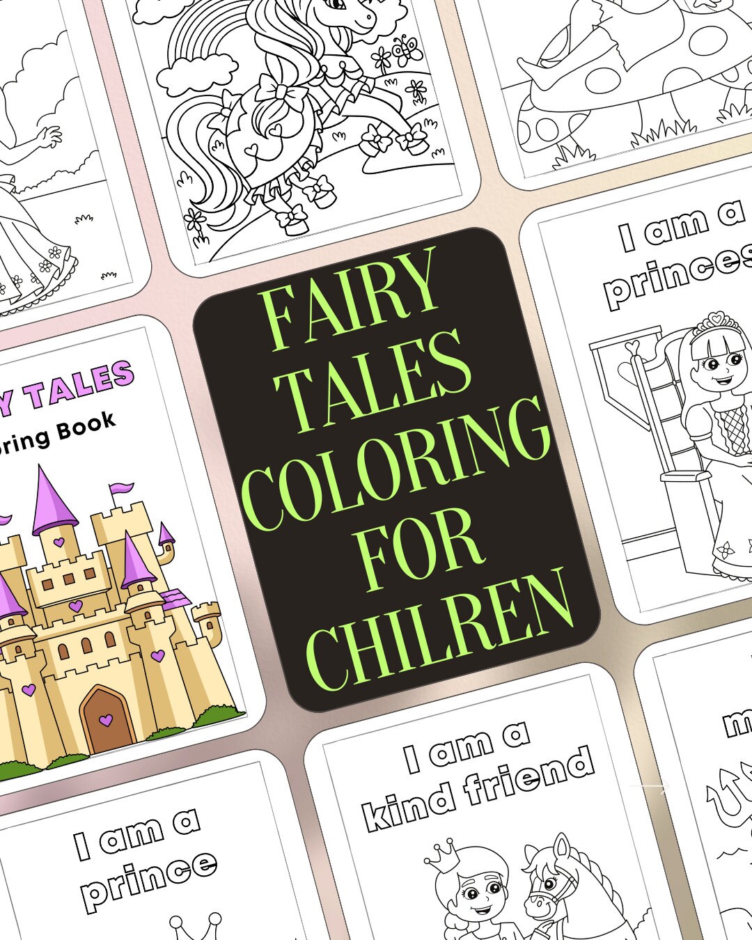 14 Pages of Fairy Tale Coloring Book Enchanting Illustrations for Kids ...