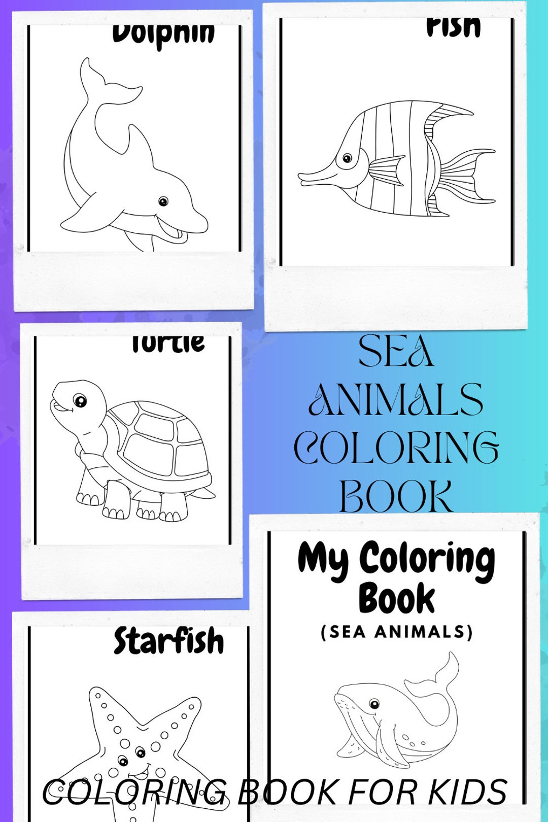 14 Pages of Sea Animals Coloring Book Ocean Wonders: Hand-drawn Sea Big ...