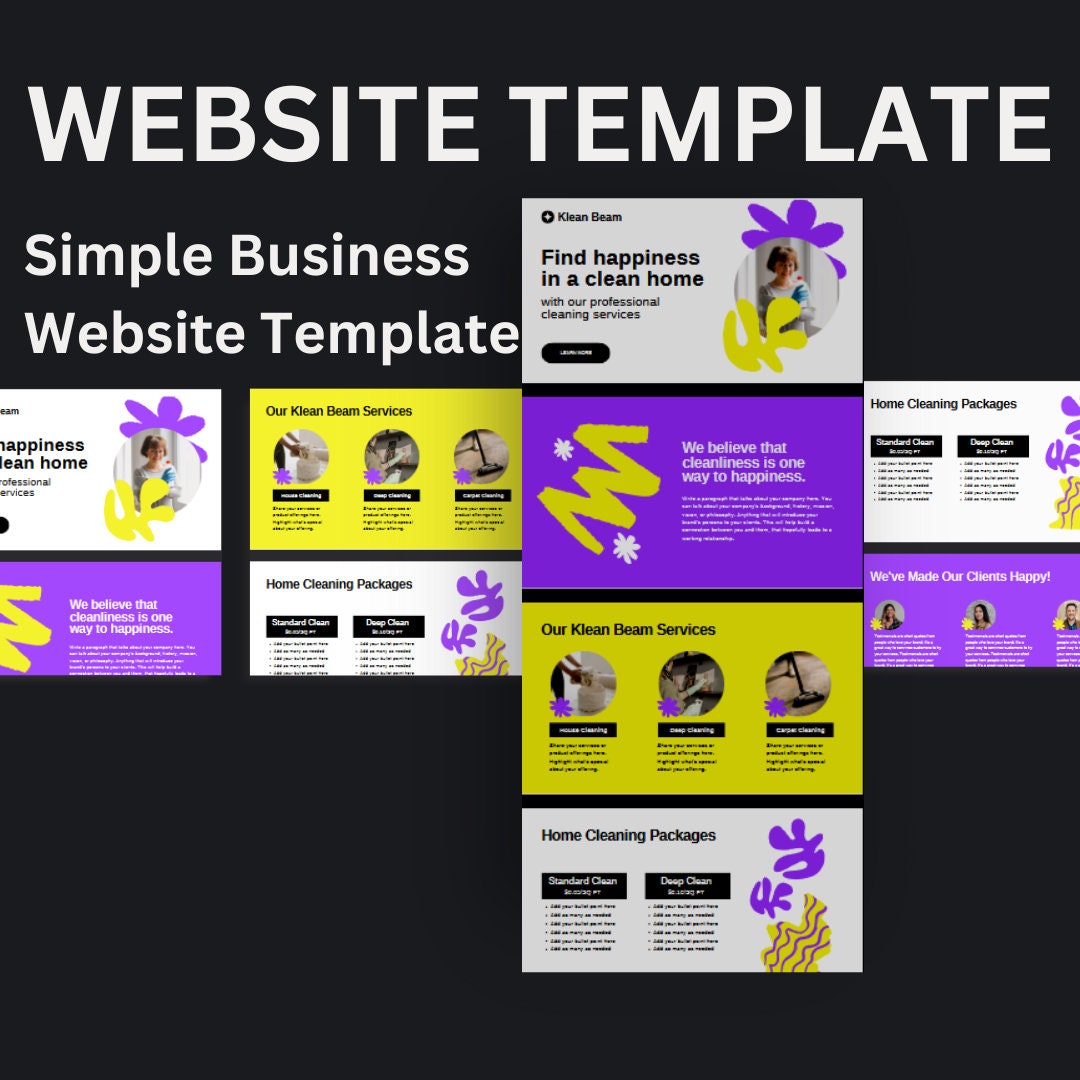 Simple Website Design Template, Canva Website Template, Business ...
