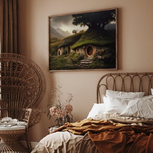 The Shire Oil Painting Print. Hobbitcore Decor. Hobbit Hole Landscape ...