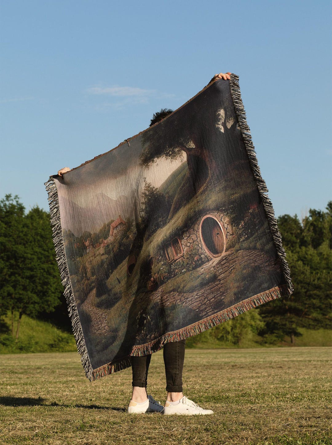 The Shire Oil Painting Woven Throw. Hobbitcore Home Decor. Hobbit House ...