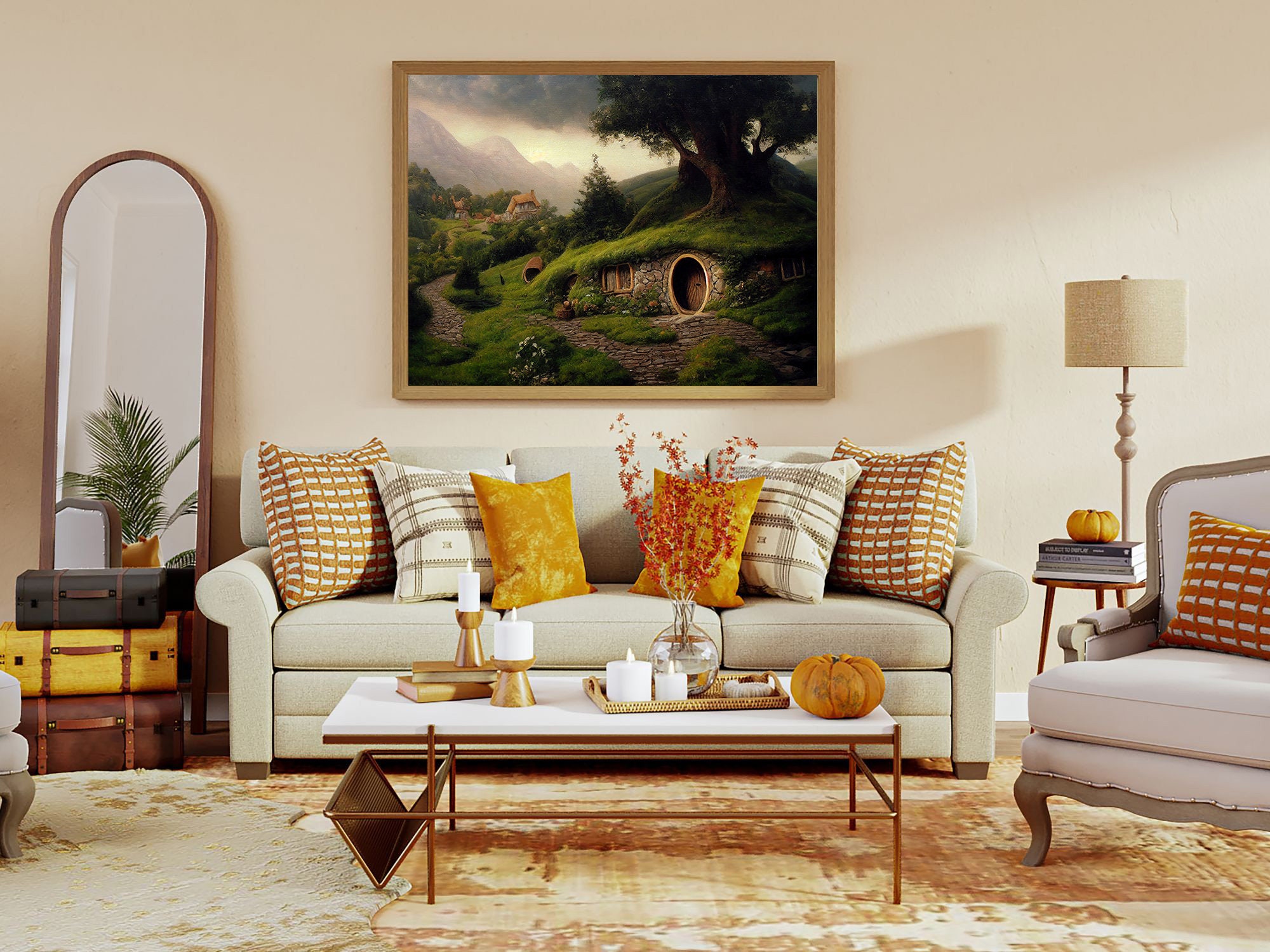 The Shire Oil Painting. Hobbitcore Decor. Hobbit Hole - Etsy