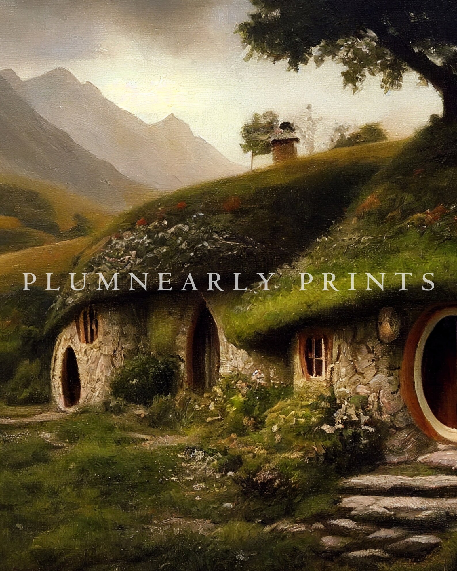 The Shire Oil Painting Print. Hobbitcore Decor. Hobbit Hole Landscape ...