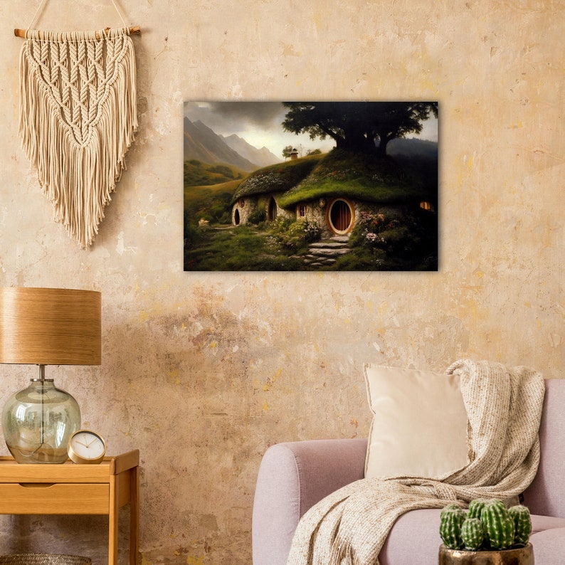 The Shire Oil Painting Print. Hobbitcore Decor. Hobbit Hole Landscape ...