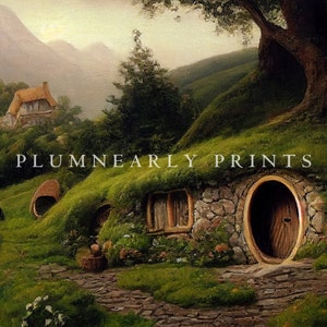 The Shire Oil Painting Print. Hobbitcore Decor. Hobbit Hole Landscape ...