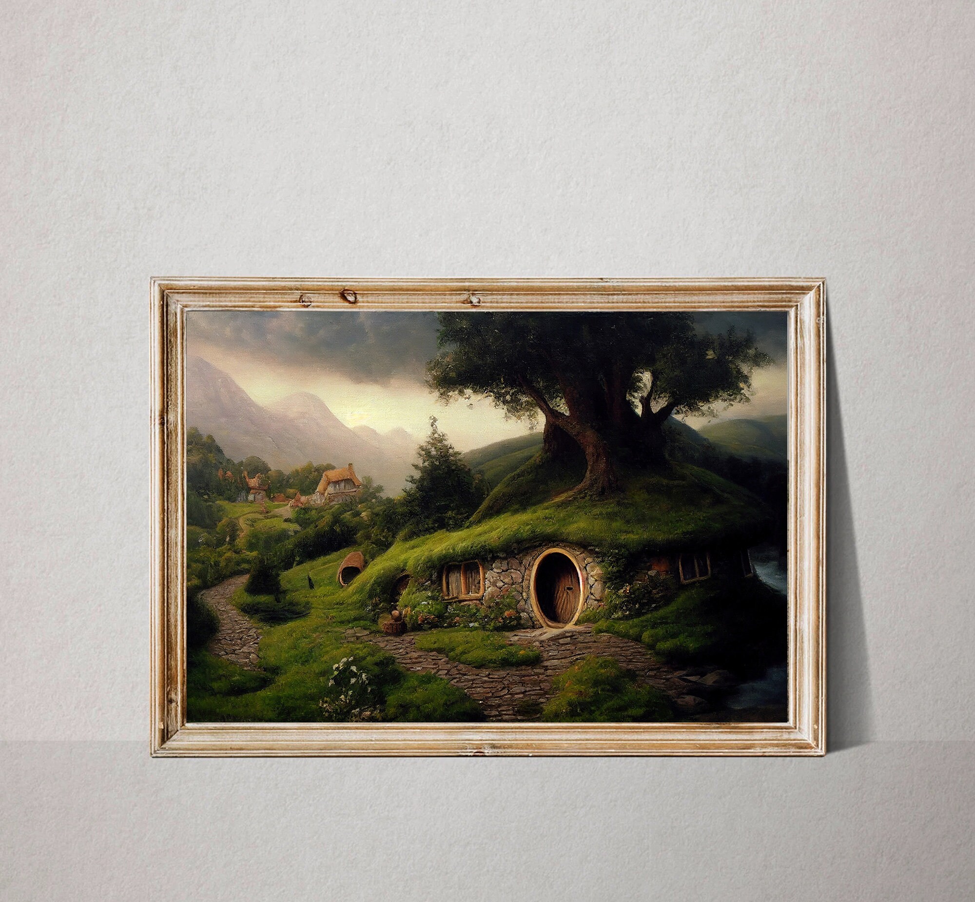 The Shire Oil Painting. Hobbitcore Decor. Hobbit Hole - Etsy