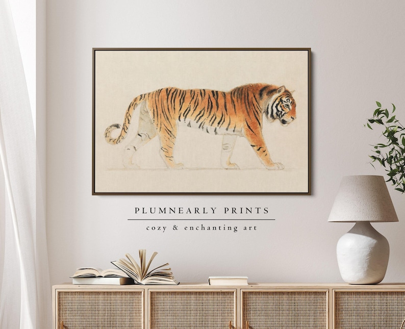 Stothard Tiger Animal Illustration Watercolor Painting Framed Canvas ...