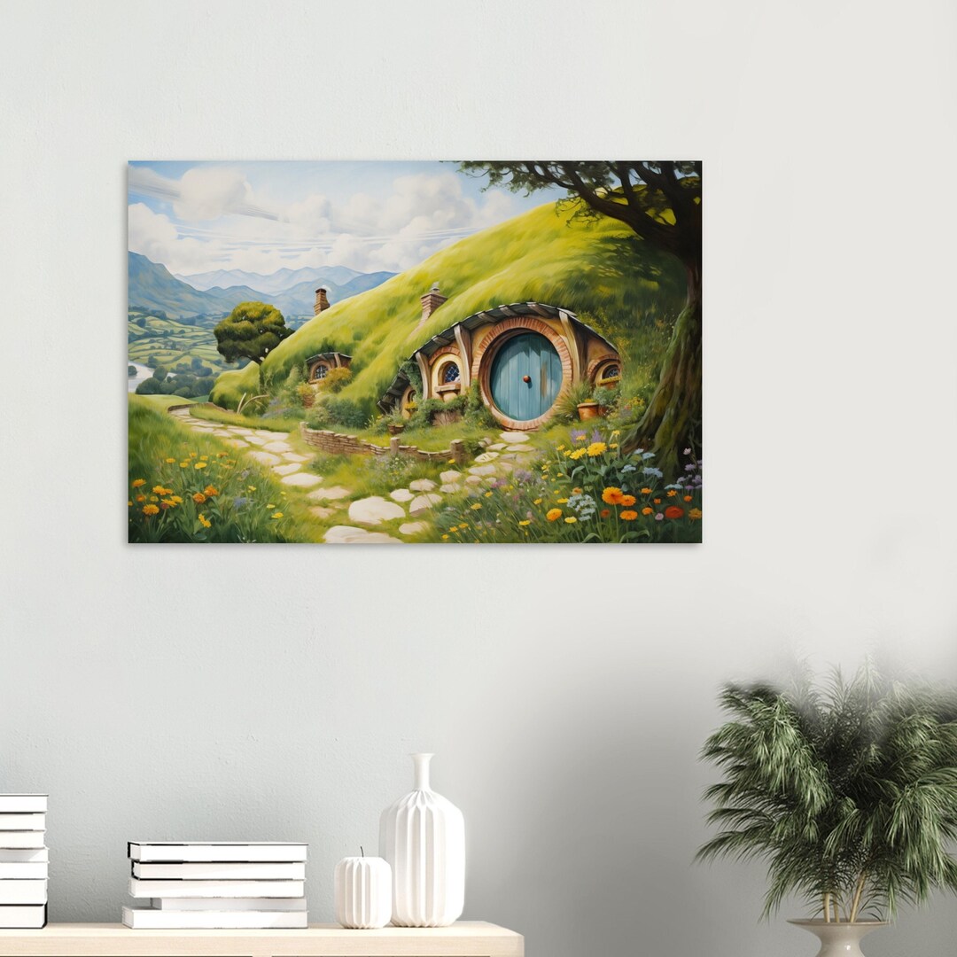 The Shire Oil Painting Print. Hobbitcore Decor. Hobbit Hole Landscape ...