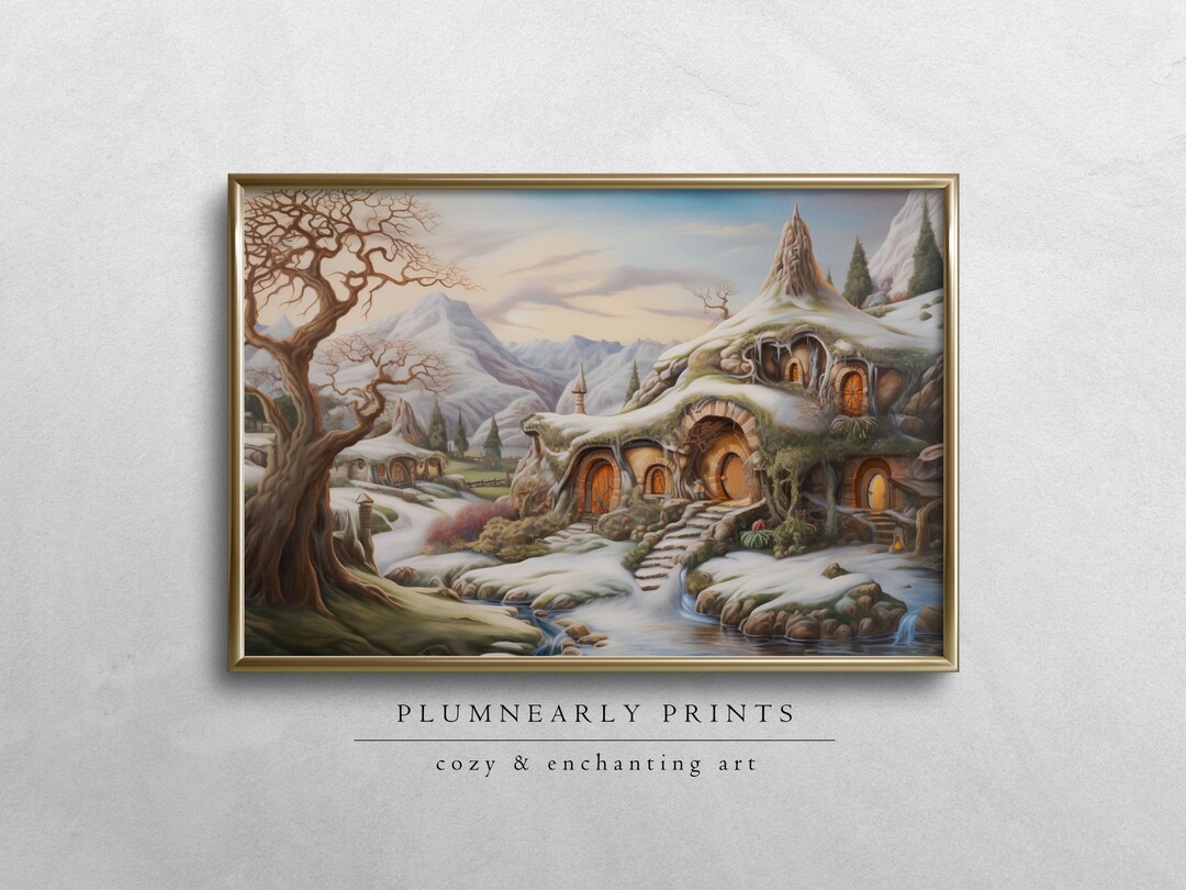 Hobbit House Painting Digital Art Print, the Shire Enchanted Fantasy ...