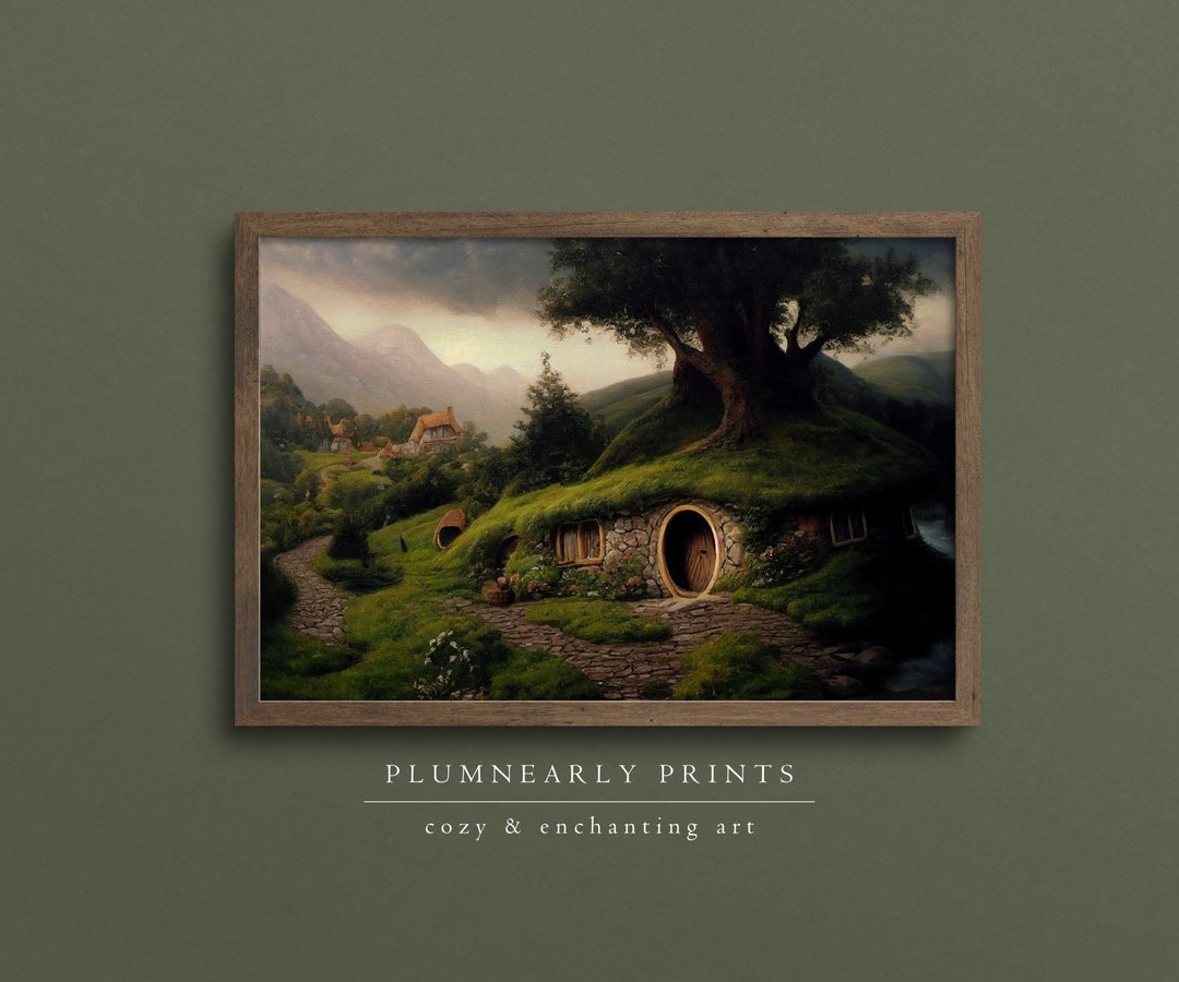 The Shire Oil Painting Print. Hobbitcore Decor. Hobbit Hole Landscape ...