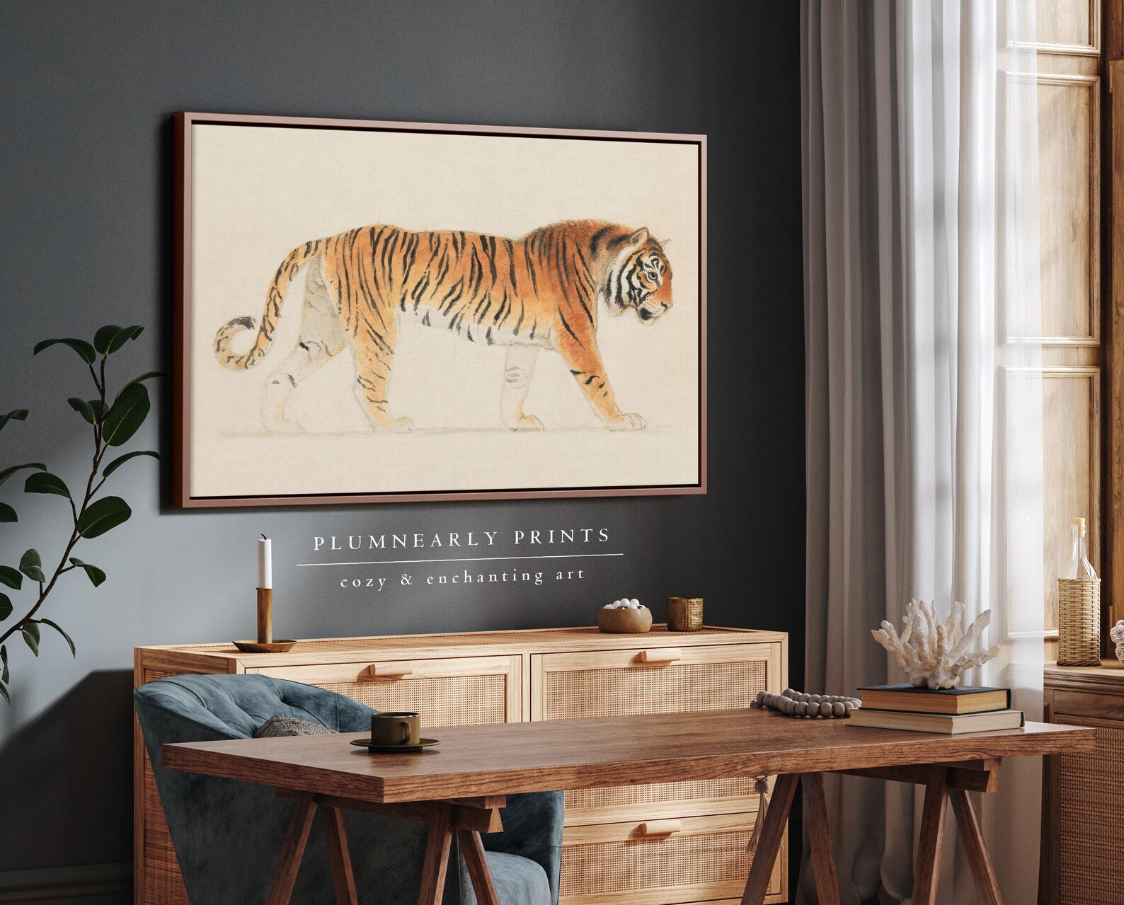 Stothard Tiger Animal Illustration Watercolor Painting Framed Canvas ...