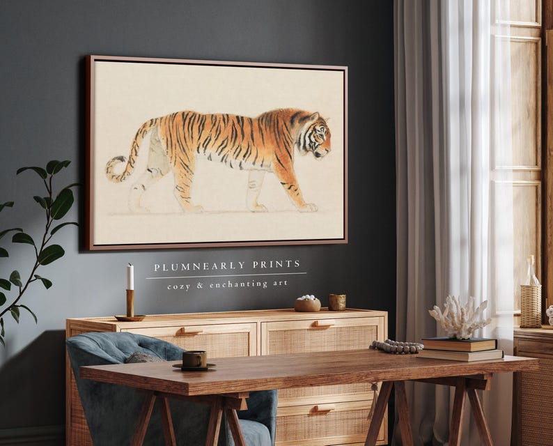 Stothard Tiger Animal Illustration Watercolor Painting Framed Canvas ...