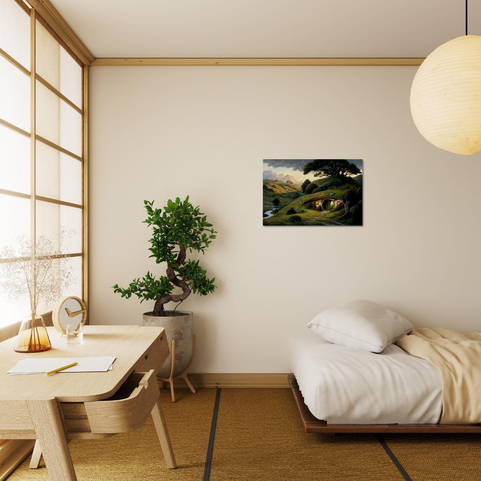 The Shire Oil Painting Print. Hobbitcore Decor. Hobbit Hole Landscape ...