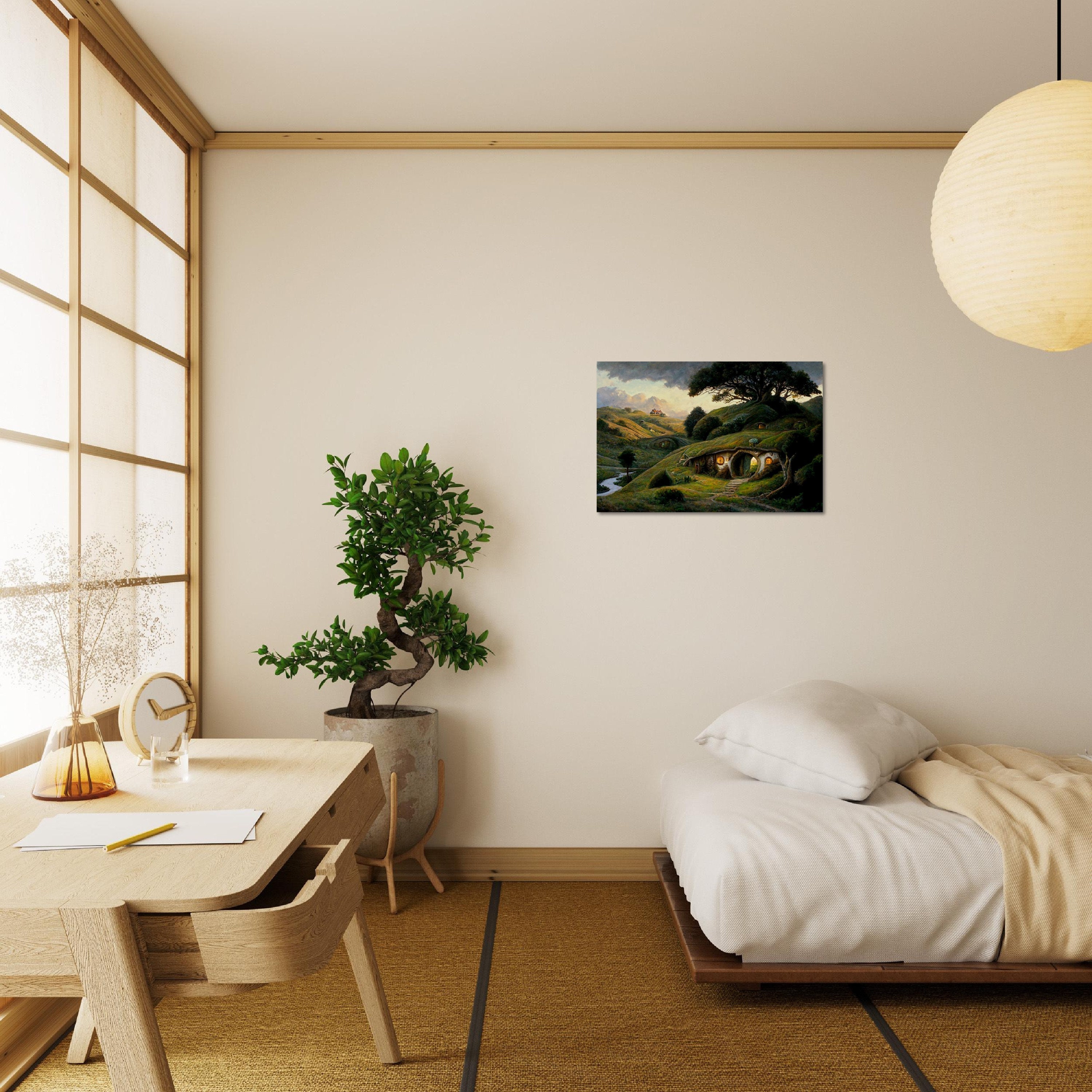 The Shire Oil Painting Print. Hobbitcore Decor. Hobbit Hole Landscape ...