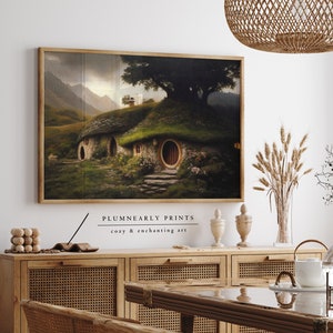 The Shire Oil Painting Print. Hobbitcore Decor. Hobbit Hole Landscape ...