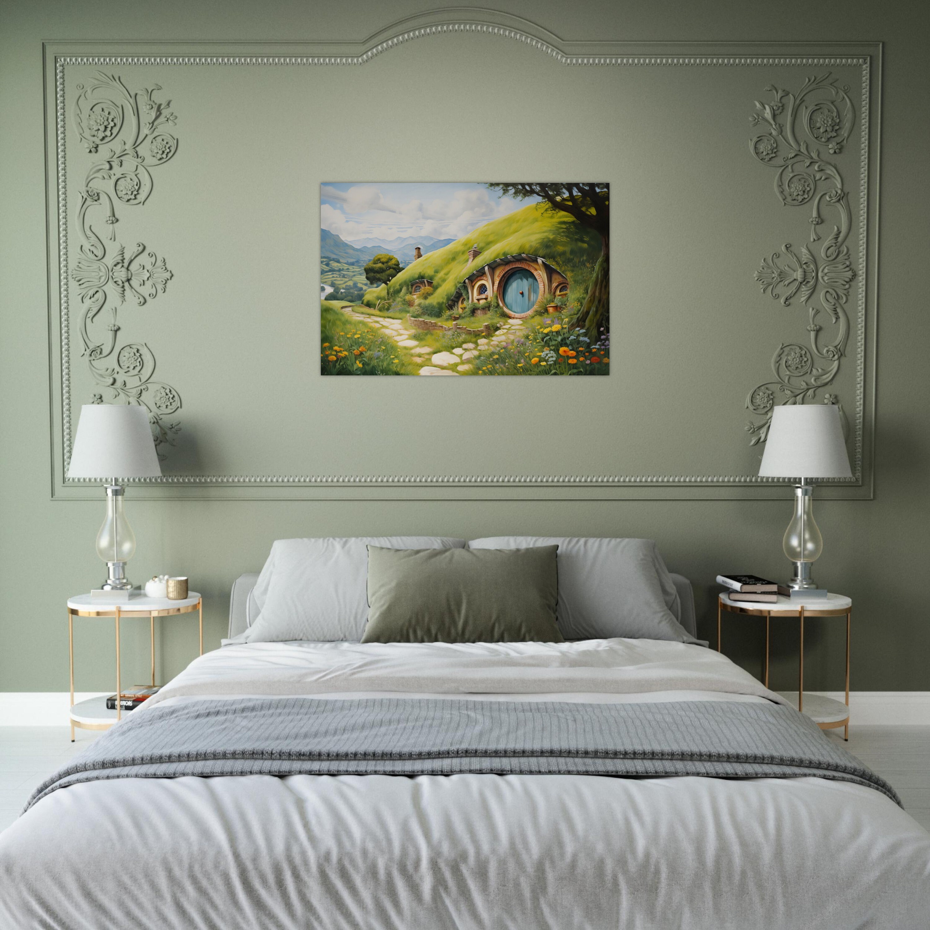 The Shire Oil Painting Print. Hobbitcore Decor. Hobbit Hole Landscape ...