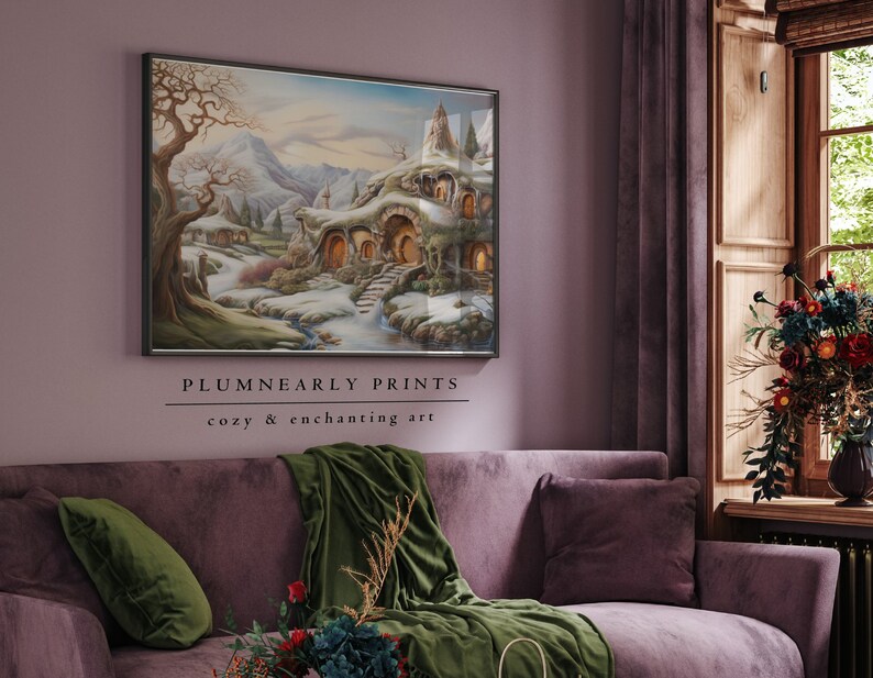 Hobbit House Painting Digital Art Print, the Shire Enchanted Fantasy ...