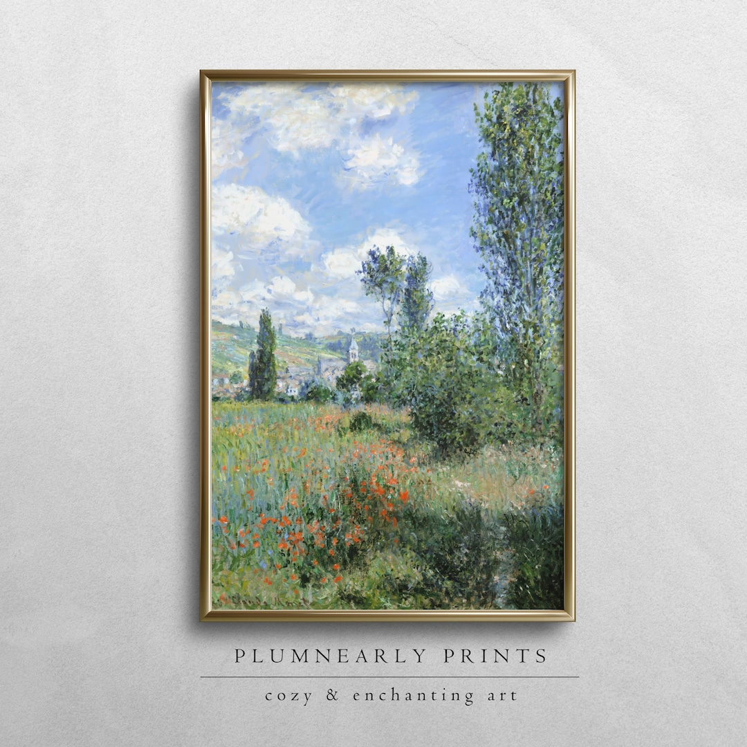 Monet French Country Landscape Oil Painting Digital Art Print, Poppy ...