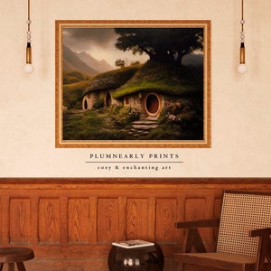 The Shire Oil Painting Print. Hobbitcore Decor. Hobbit Hole Landscape ...