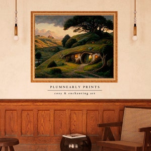 The Shire Oil Painting Print. Hobbitcore Decor. Hobbit Hole Landscape ...