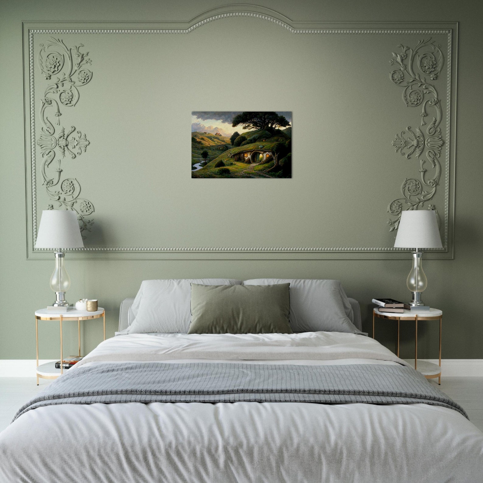 The Shire Oil Painting Print. Hobbitcore Decor. Hobbit Hole Landscape ...