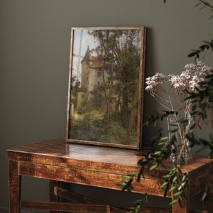 French Country Castle Landscape Oil Painting Digital Art Print ...