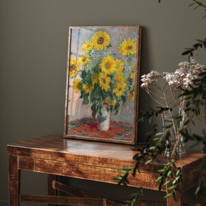 Monet Sunflowers Oil Painting Digital Art Print, Vibrant Floral Bouquet ...