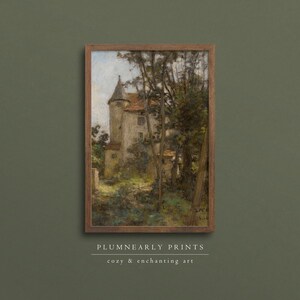 French Country Castle Landscape Oil Painting Digital Art Print ...