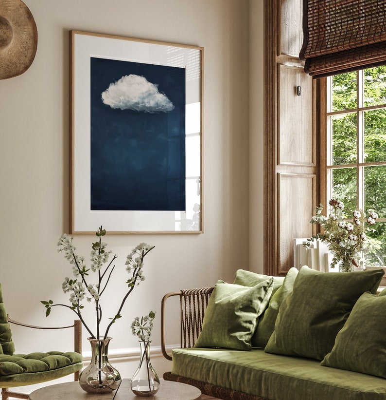 Indigo Blue Cloud Oil Painting Art Print Poster - Etsy
