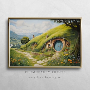 The Shire Oil Painting Print. Hobbitcore Decor. Hobbit Hole Landscape ...