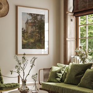 French Country Castle Landscape Oil Painting Digital Art Print ...