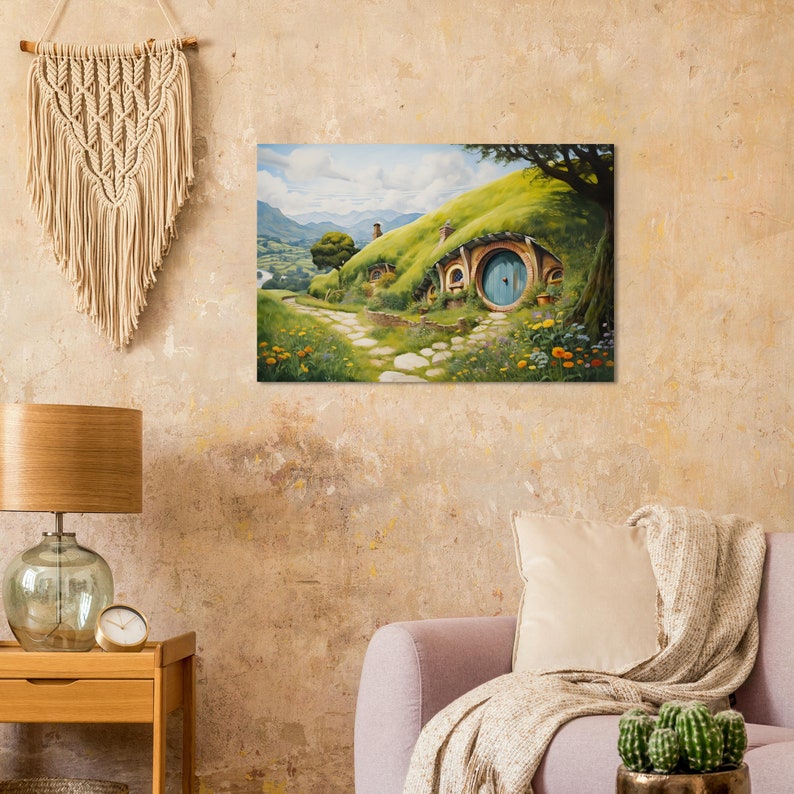 The Shire Oil Painting Print. Hobbitcore Decor. Hobbit Hole Landscape ...