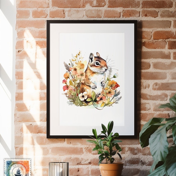 Chipmunk Art - Etsy