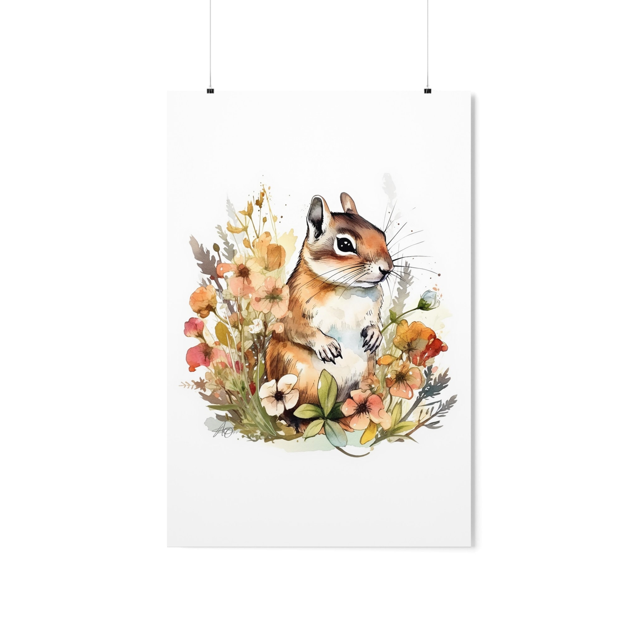 Watercolor Chipmunk Watercolor Art Painting Animal Prints - Etsy