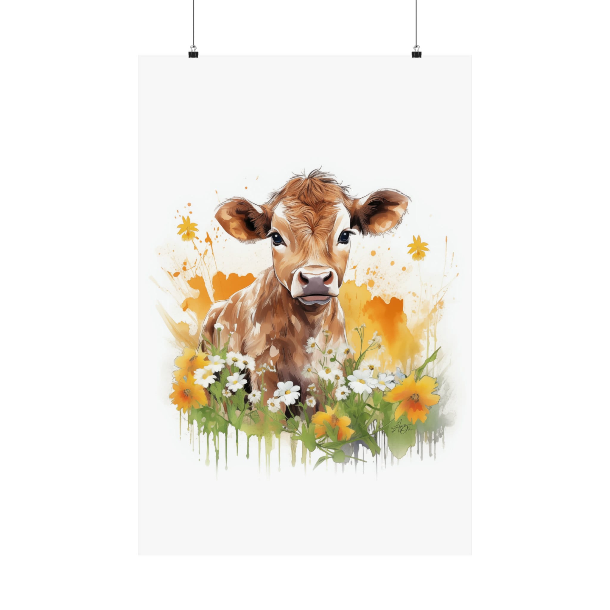 Watercolor Baby Cow, Calf, Calf Art, Calf Painting, Cow Art, Cow ...