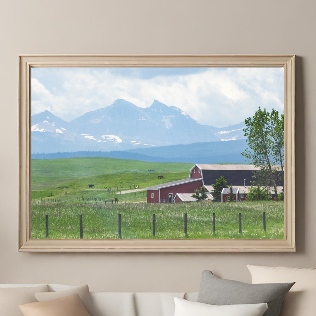 Mountain Farm Landscape Photography Wall Art, Alberta Canada Poster ...
