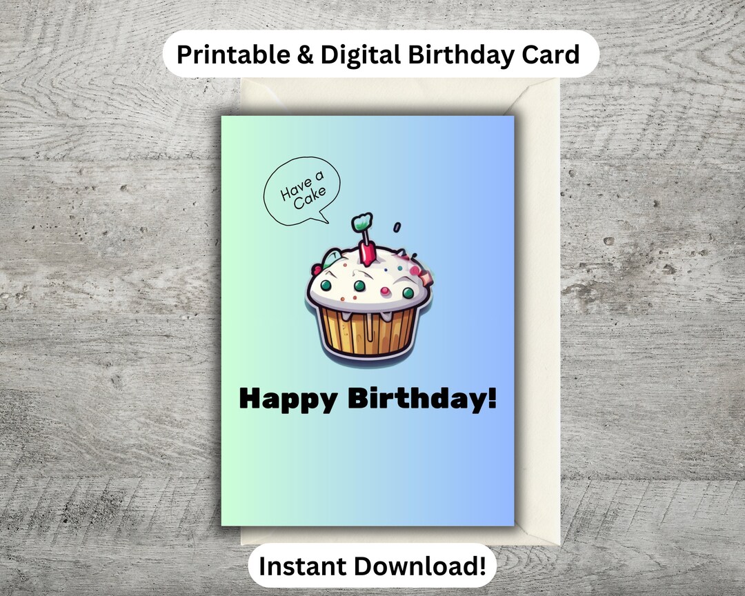 Digital Birthday Card - Birthday Cake, Printable and Mobile Download ...