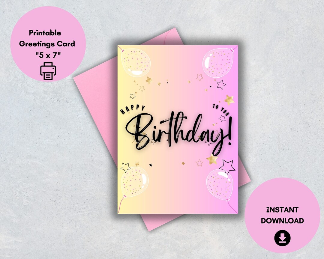Happy Birthday to You Card, Printable and Instant Download Greetings ...