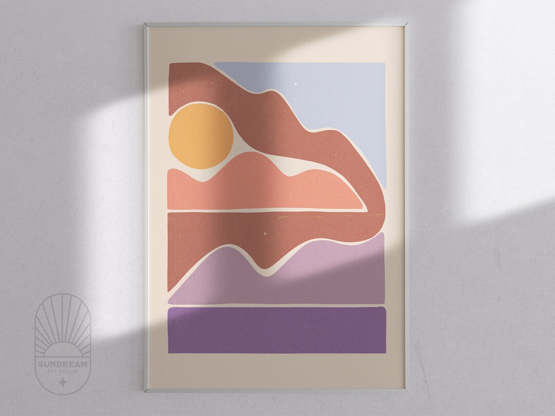 Desert Landscape Shapes Boho Printable Wall Art | Desert Sunset ...