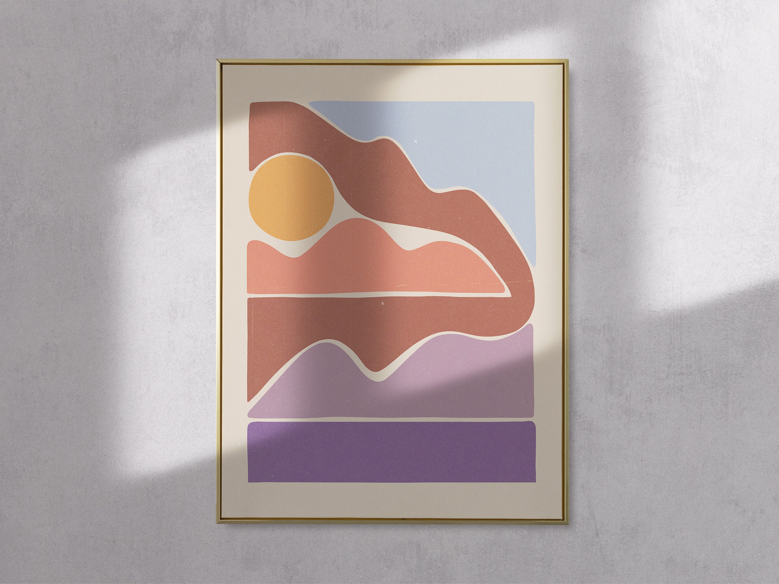 Desert Landscape Shapes Boho Printable Wall Art | Desert Sunset ...